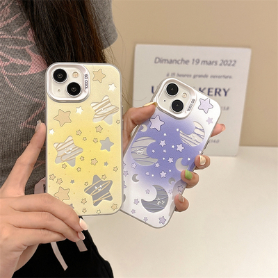 红米k80pro创意荣耀MAGIC7适用苹果16plus华为nova13小清新月亮星星VIVOx100pro小米15硬OPPOA3pro小众手机壳