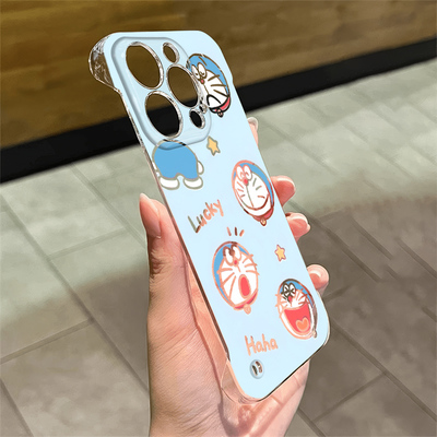 iPhone16透明15适用硬14plus无边框苹果13超薄手机壳带支架12ProMax高级感爱心多啦a梦华为PURA80OPPOK11一加