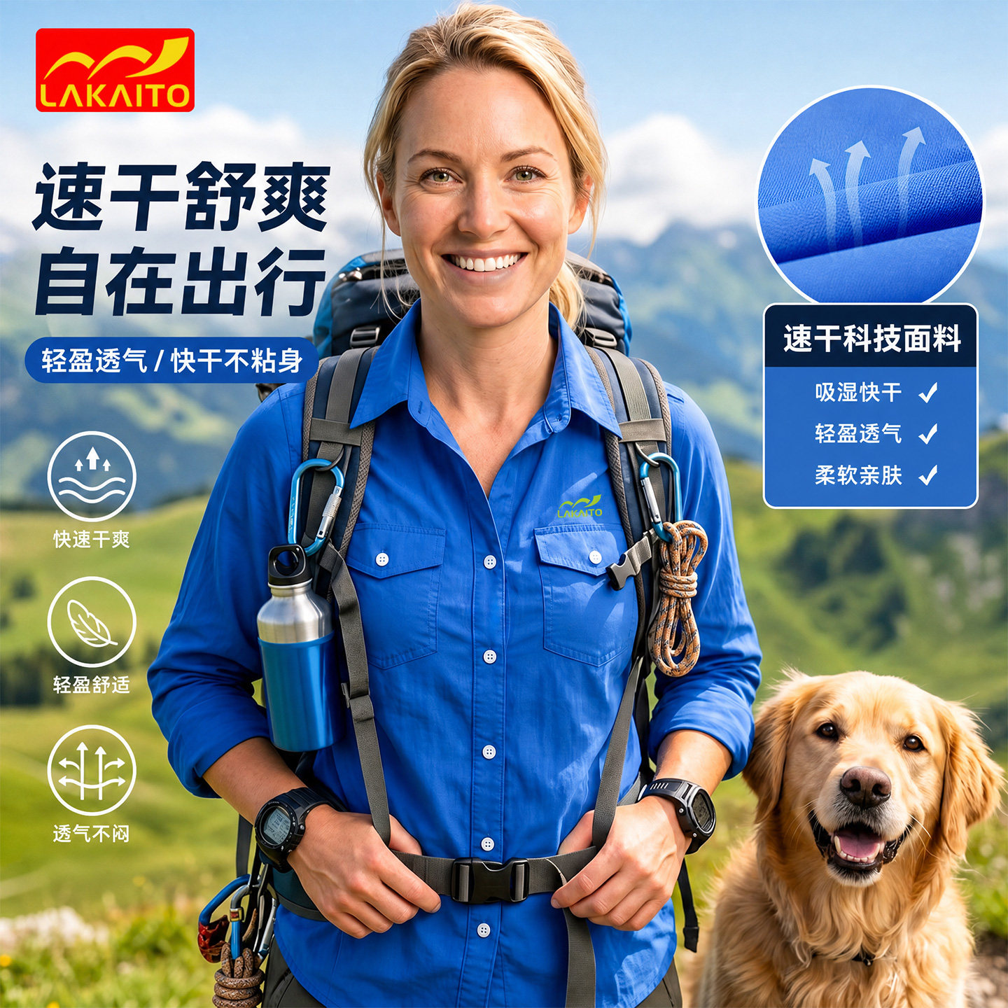 户外登山速干衬衫女士长袖夏季薄款透气排汗修身徒步运动防晒上衣
