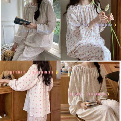 四季女全棉双层纱布家居服