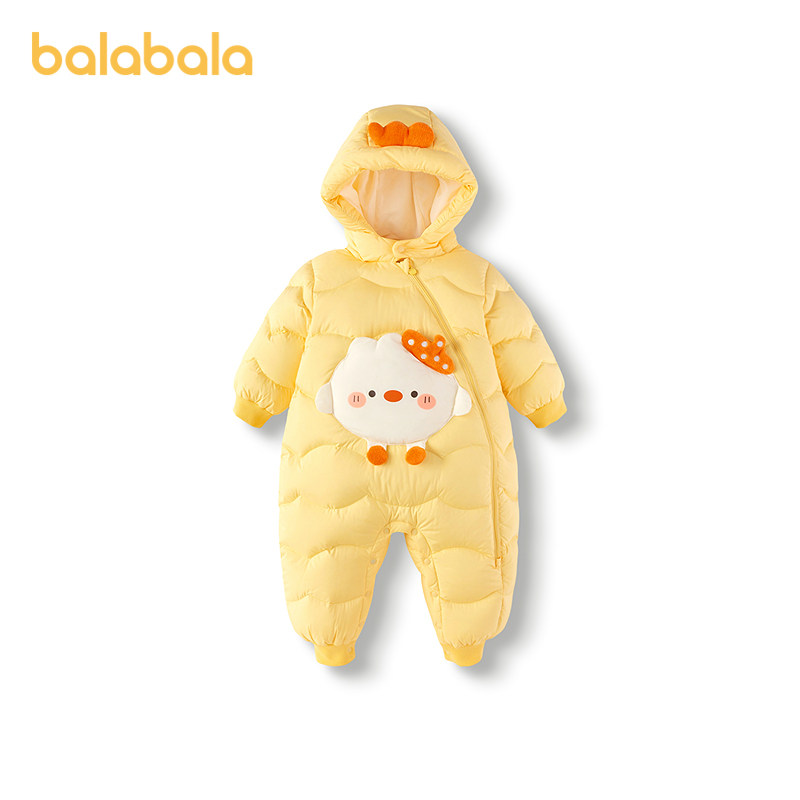 巴拉巴拉balaOne婴儿羽绒服连体衣2025新款宝宝冬装哈衣爬服可爱