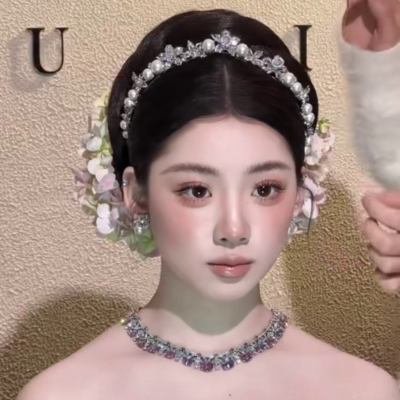 ETE新款新娘珍珠皇冠韩式简约水钻结婚婚纱礼服跟妆造型发饰18069