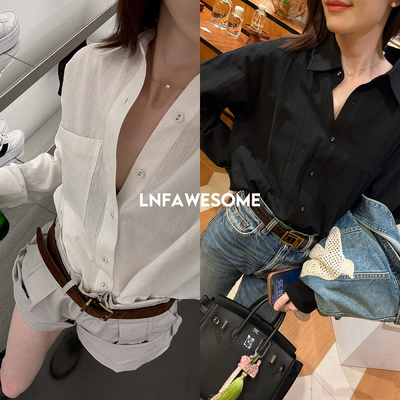 早春新款亚麻衬衫女长袖宽松休闲