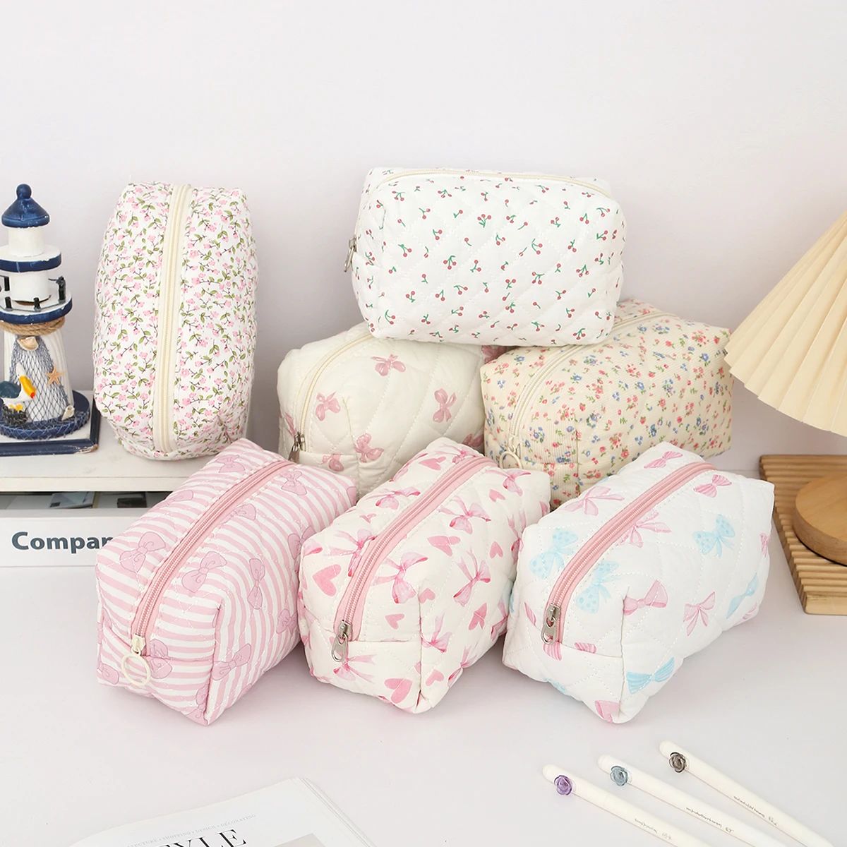 1 pc exquisite bowknot single-layer pencil case, floral patt