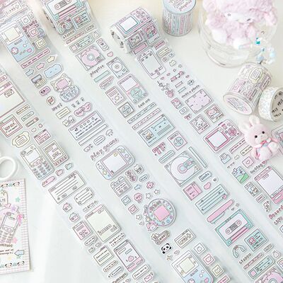 1 Roll Cute Cartoon Die-cut Tape Toploader Deco Stickers DIY