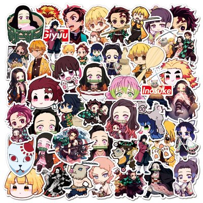 50Pcs Anime Demon Slayer Stickers Graffiti for Laptop Skateb