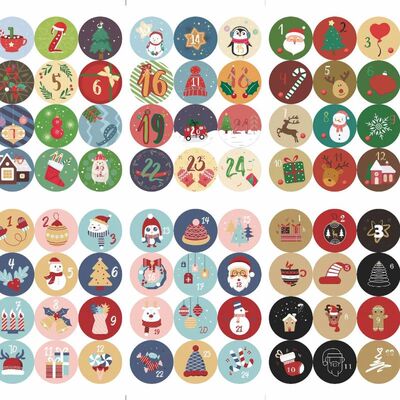 1Sheet/24pcs Christmas Gift Stickers Christmas Advent Calend