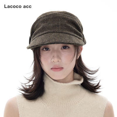 Lacoco日系慵懒风褶皱报童帽女