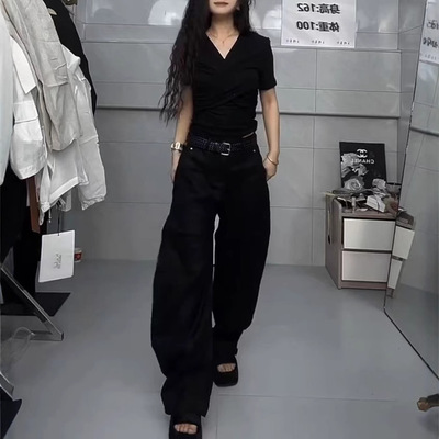 今年流行特惠25223大爱美依缘2025夏季新款短袖洋气修身褶皱T恤