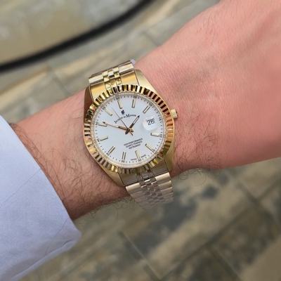 Jacques Du Manoir瑞士代购男士手表石英商务休闲钢带防水40mm