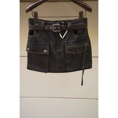 JR 2026春季新款 高腰腰带口袋A字百搭原色牛仔半身裙女XSJ1Q16C