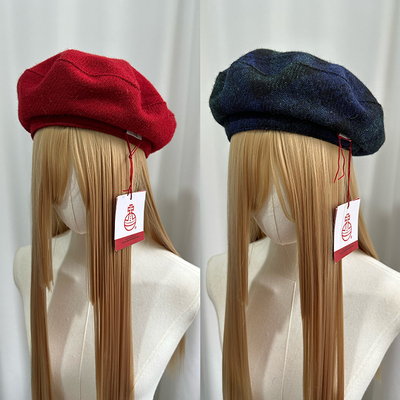 红色本命年冬季HarrisTweed哈里斯保暖贝雷帽显脸小气质穿搭时尚