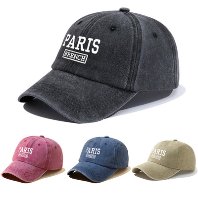 PARIS字母棒球帽男女新款软顶鸭舌帽夏季户外防晒遮阳帽