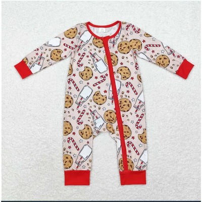 Infant Zipper LR1426 Cookie Milk Candy Cane Print Baby Chris