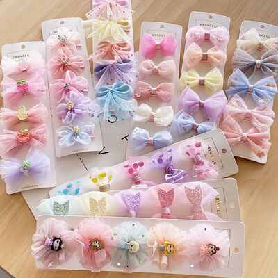 2020  Fashion Cute Children's Bow HairClips Set Fabric Hairp