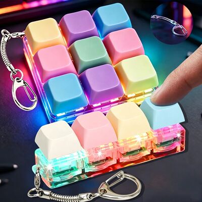 Keyboard Fidget Toy with LED Light Keyboard Fidget Keychain
