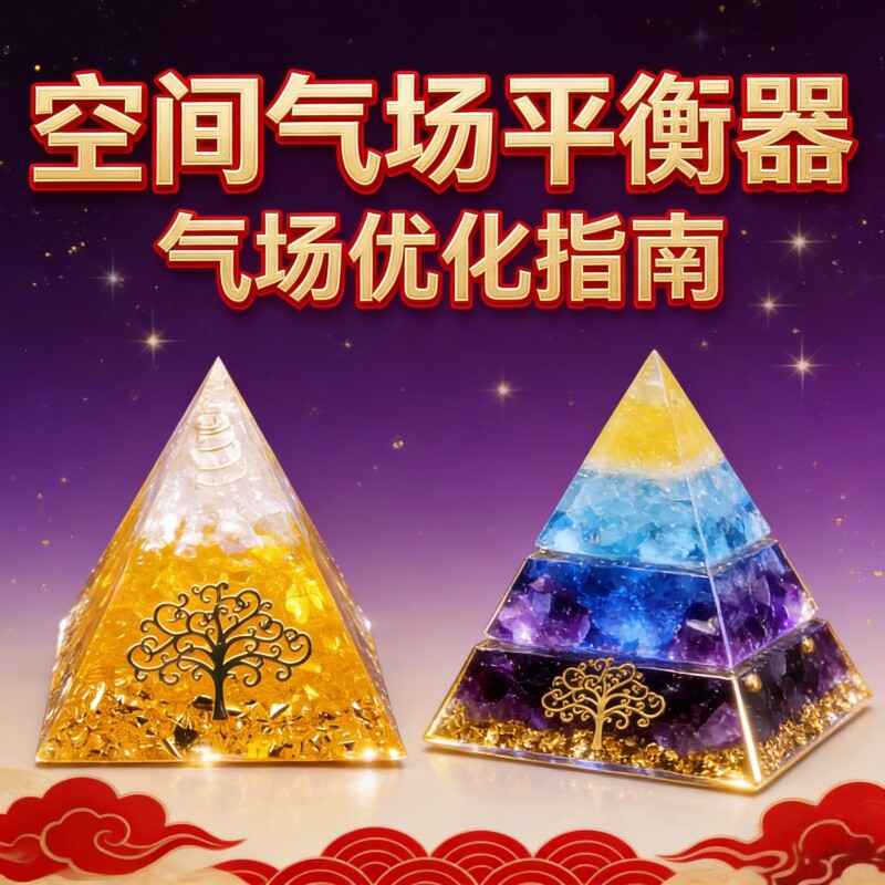水晶金字塔摆件空间气场平衡器气场优化指南家居装饰品办公室摆件