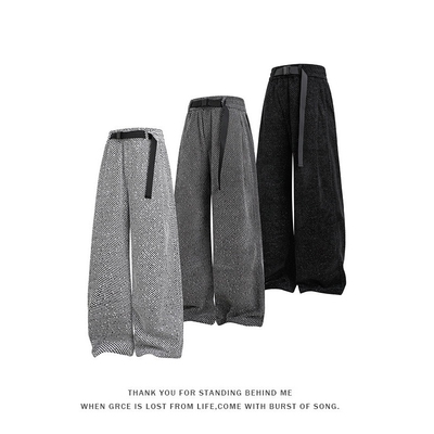 NOLOGOPLUS条纹男士大码拖地裤