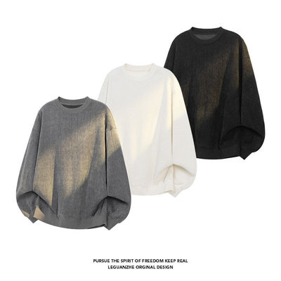 港风大码肌理感卫衣男士圆领上衣