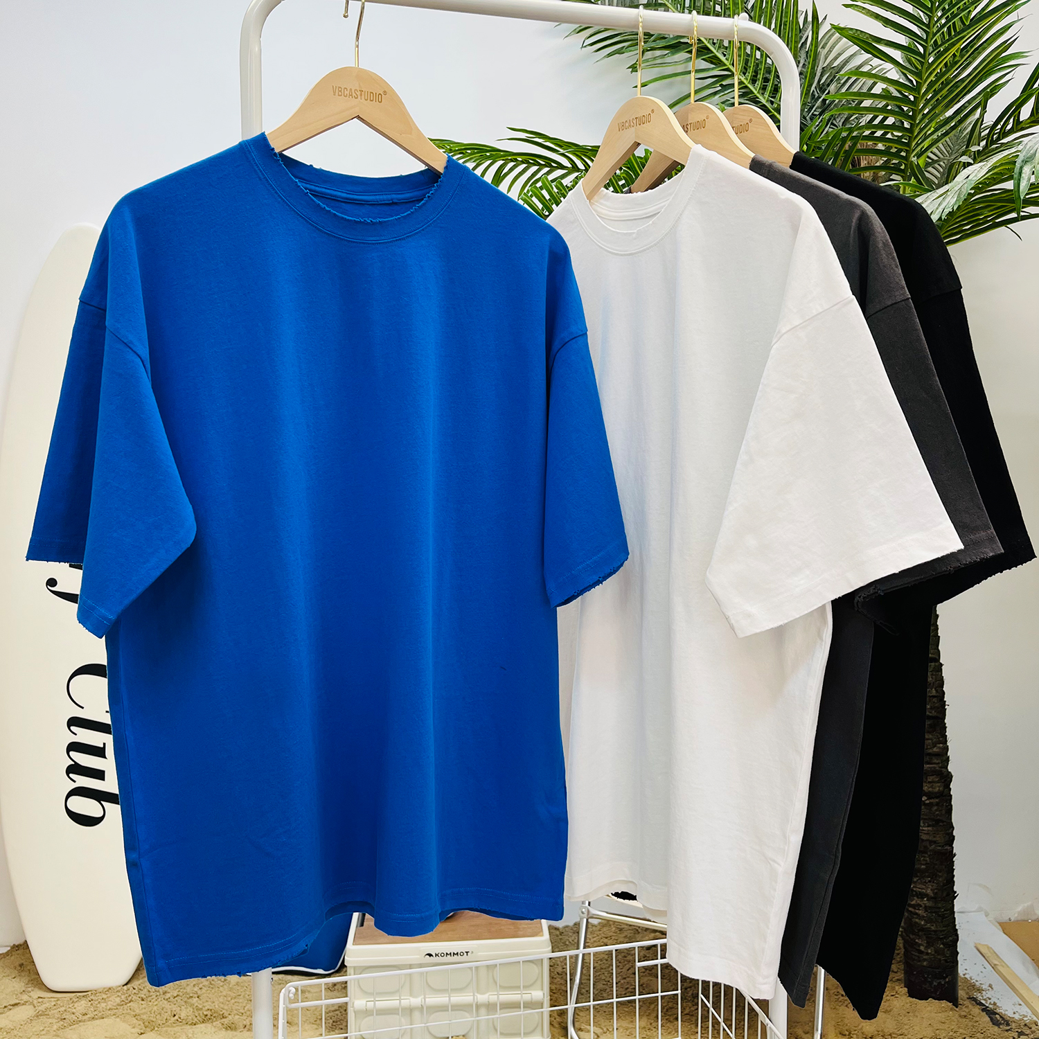 夏季220g重磅oversize磨边落肩街头男士纯棉小圆领宽松短袖t恤_虎窝淘