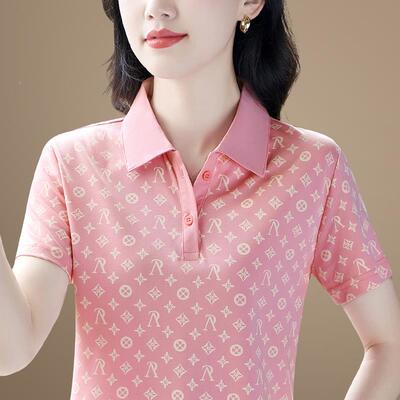 休短衫袖女恤夏新爆款纯色妈妈宽松显瘦闲款女士上97652衣薄