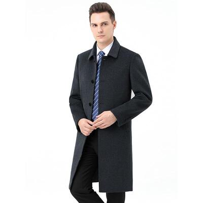 中年高中长款档绒双面呢子大衣套男羽内胆羊毛外23818-M爸爸羊绒