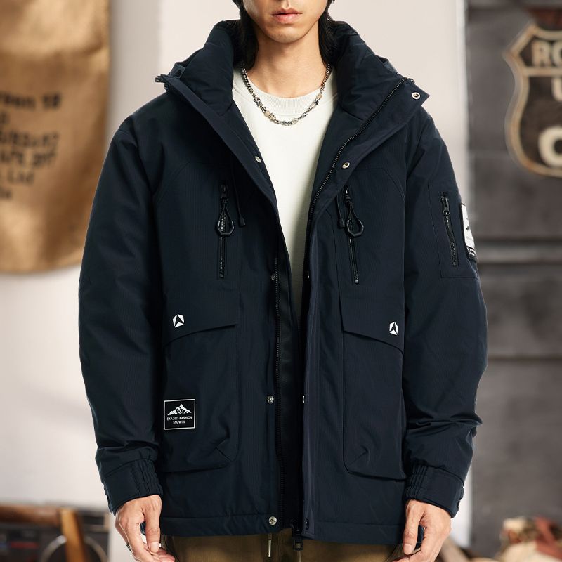 冬季90白鸭绒羽绒服外套男连帽加厚衣服潮牌极寒保暖冲锋衣夹克男