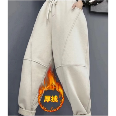 冬新款松紧腰洋气宽松百搭老爹裤