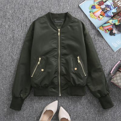 春秋新款立领飞行员白色棒球服