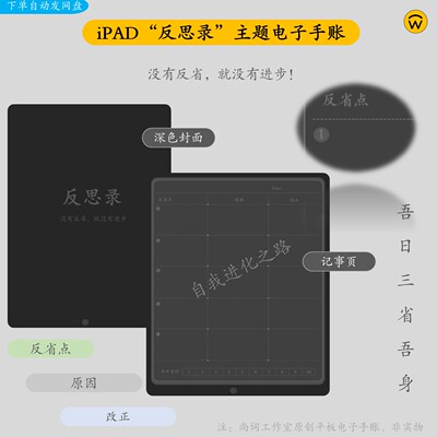 iPAD反省录电子手账日记本GoodNotes Notability模板精英反思日课