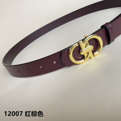 男女士头层牛皮腰带休闲简约百搭裤带12007#2.8宽平滑扣腰带新品
