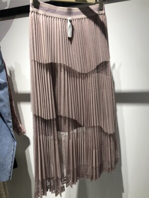 鸟2021夏季通勤不规则A1GFA2119藕荷色网纱蛋糕长裙A1GFA211961