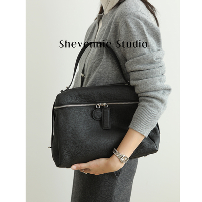 雪芸妮头层牛皮大容量通勤托特包