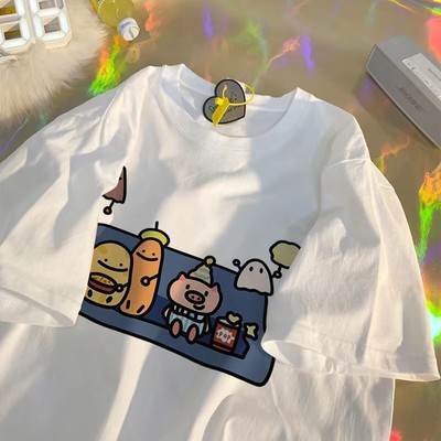 聚群五分袖韩版青少年纯棉上衣