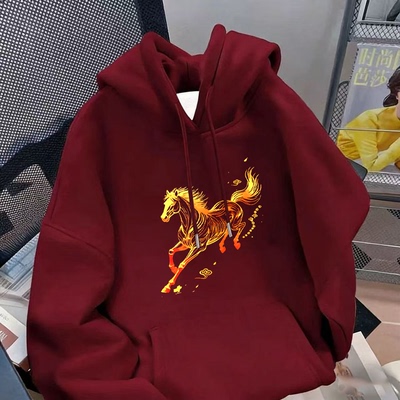 银狐绒聚群韩版宽松连帽卫衣