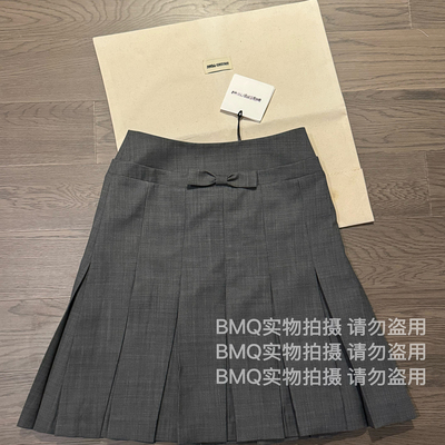 蝴蝶结腰饰百褶半身裙