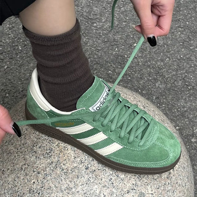 阿迪达斯三叶草复古绿色德训板鞋
