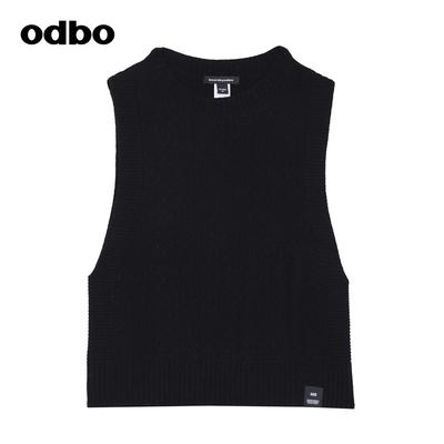 odbo/欧迪比欧 学院风针织马甲背心叠穿百搭圆领纯色毛衣打底衫