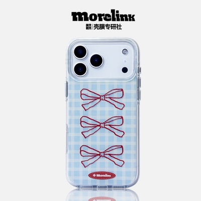 Morelink原创ins新款创意极简蝴蝶结iPhone17promax适用苹果16pro日韩风14pm/少女卡通16/防摔情侣全包保护壳