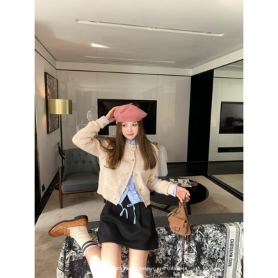 aaaaxbbb羊毛杂色开衫毛衣内搭女