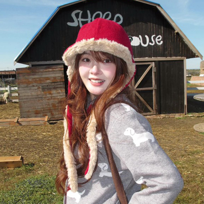 安可拉红雷锋帽防寒保暖护耳