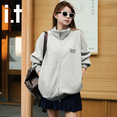 it开衫立领卫衣男女美式宽松