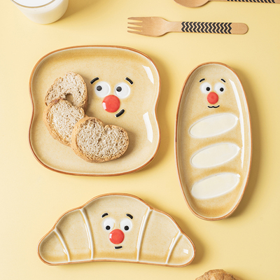 可爱吐司面包盘子陶瓷餐盘甜品盘