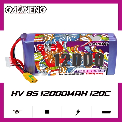 GNB高能12000mAh 8S 30.4V 120C HV穿越机锂电池RC航模10寸无人机