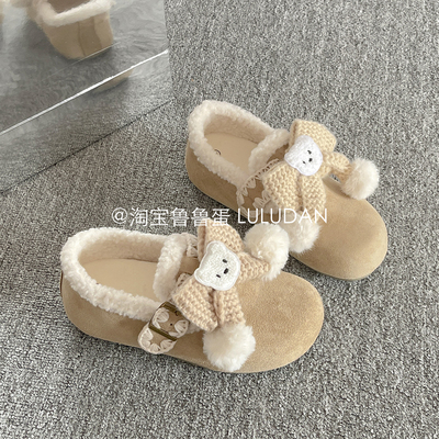 鲁鲁蛋 全包厚底勃肯鞋子女2025新款爆款冬季加绒二棉女鞋穆勒鞋