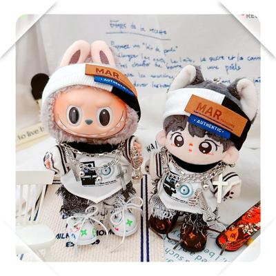 10cm娃衣15厘米棉花娃娃一二代拉布布灰调美学潮男街头T恤裤套装