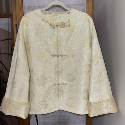 李德喜宋锦黄色烟花浮光锦外套真丝里衬新中式国风日常百搭带钢印