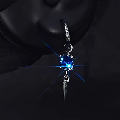 正品爆闪华子耳坠蓝色水晶耳环女水滴形冷淡风高级感百搭耳饰耳扣