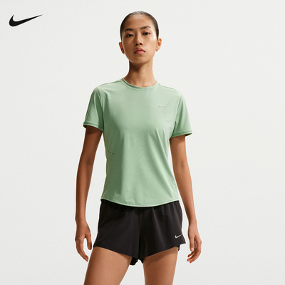 NIKE耐克女短袖夏新款DRI-FIT速干跑步上衣反光运动T恤HM9699-006
