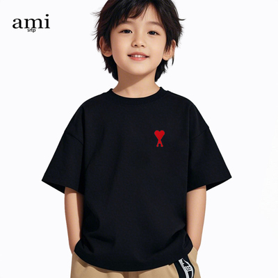 官方Ami srtp儿童纯棉短袖t恤2026年夏季新款宽松亲子装体恤上衣